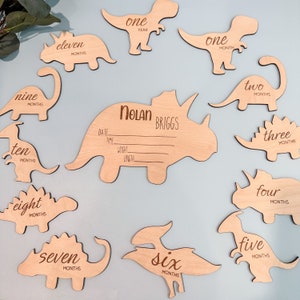 Dinosaur Milestone Disc Birth Stats Bundle Minimalistic Dino Birth ...