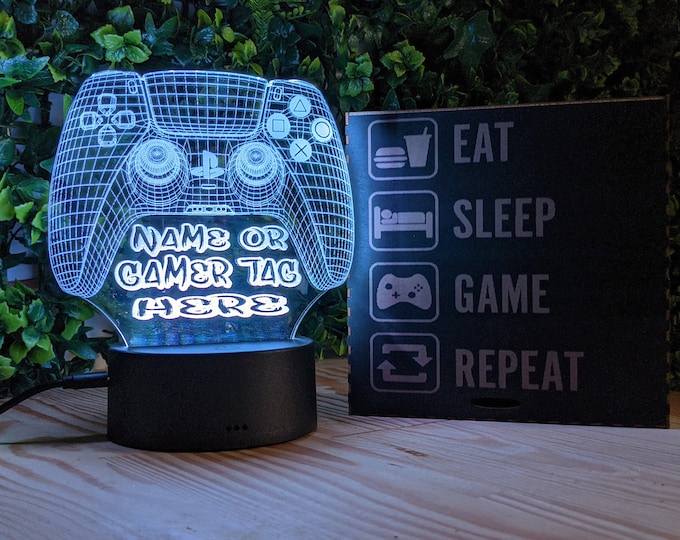 Personalised, Playstation Light, PS5 PS4 PS3 Controller Shaped Led ...