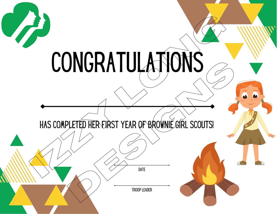 Girl Scout Brownie 1st Year Certificate - Etsy