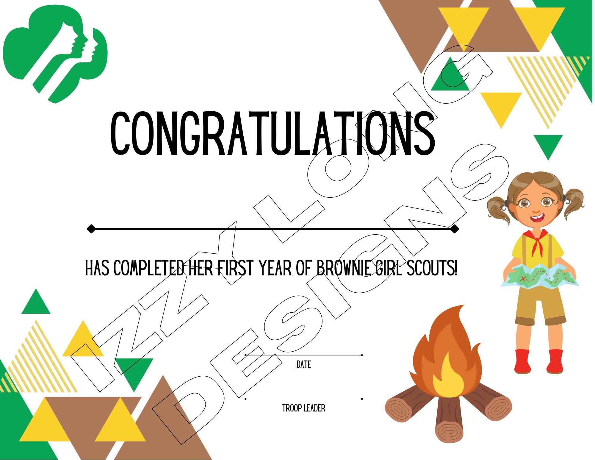Girl Scout Brownie 1st Year Certificate - Etsy