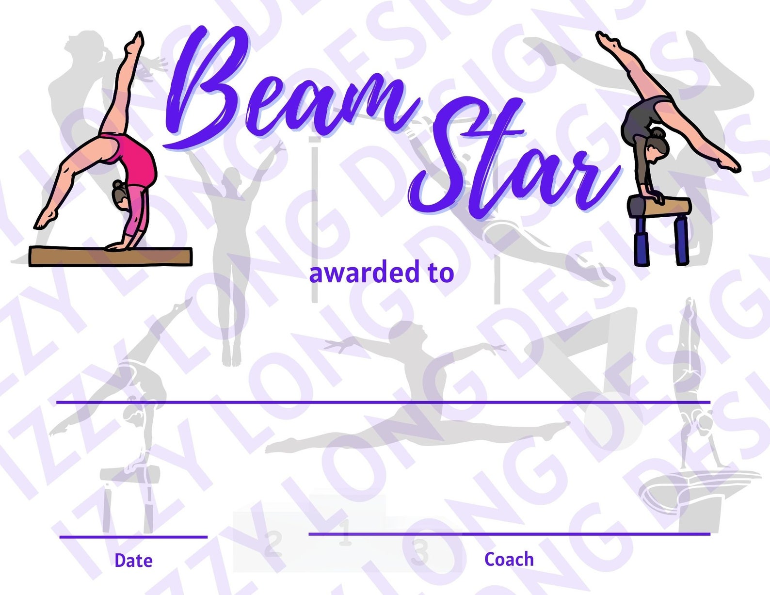 Gymnastics Award Certificate Beam Star - Etsy