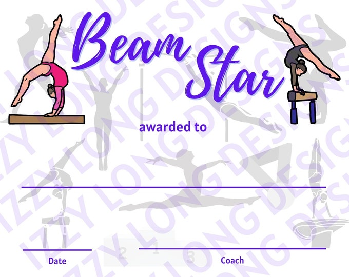 Gymnastics Award Certificate Beam Star - Etsy