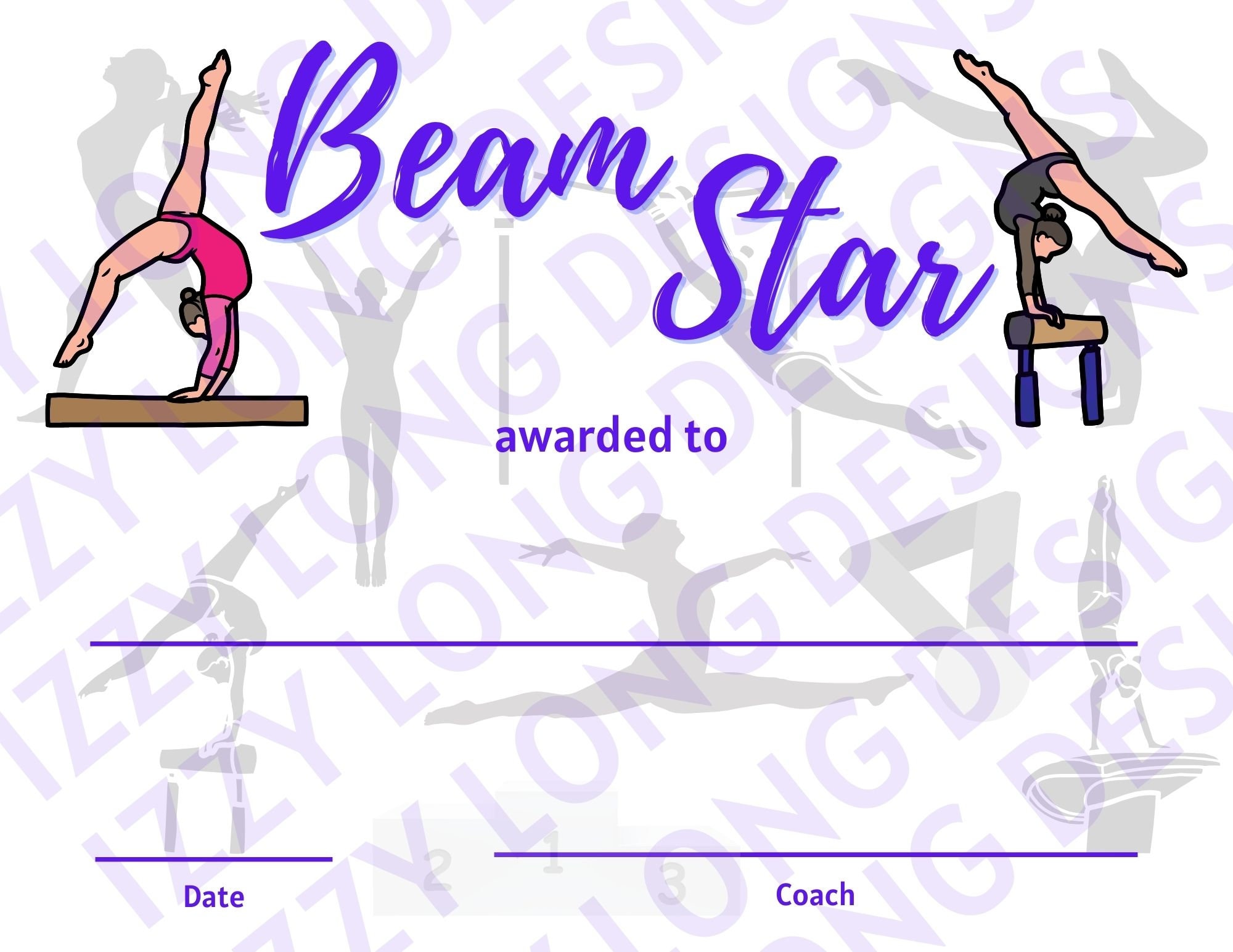 Gymnastics Award Certificate Beam Star - Etsy
