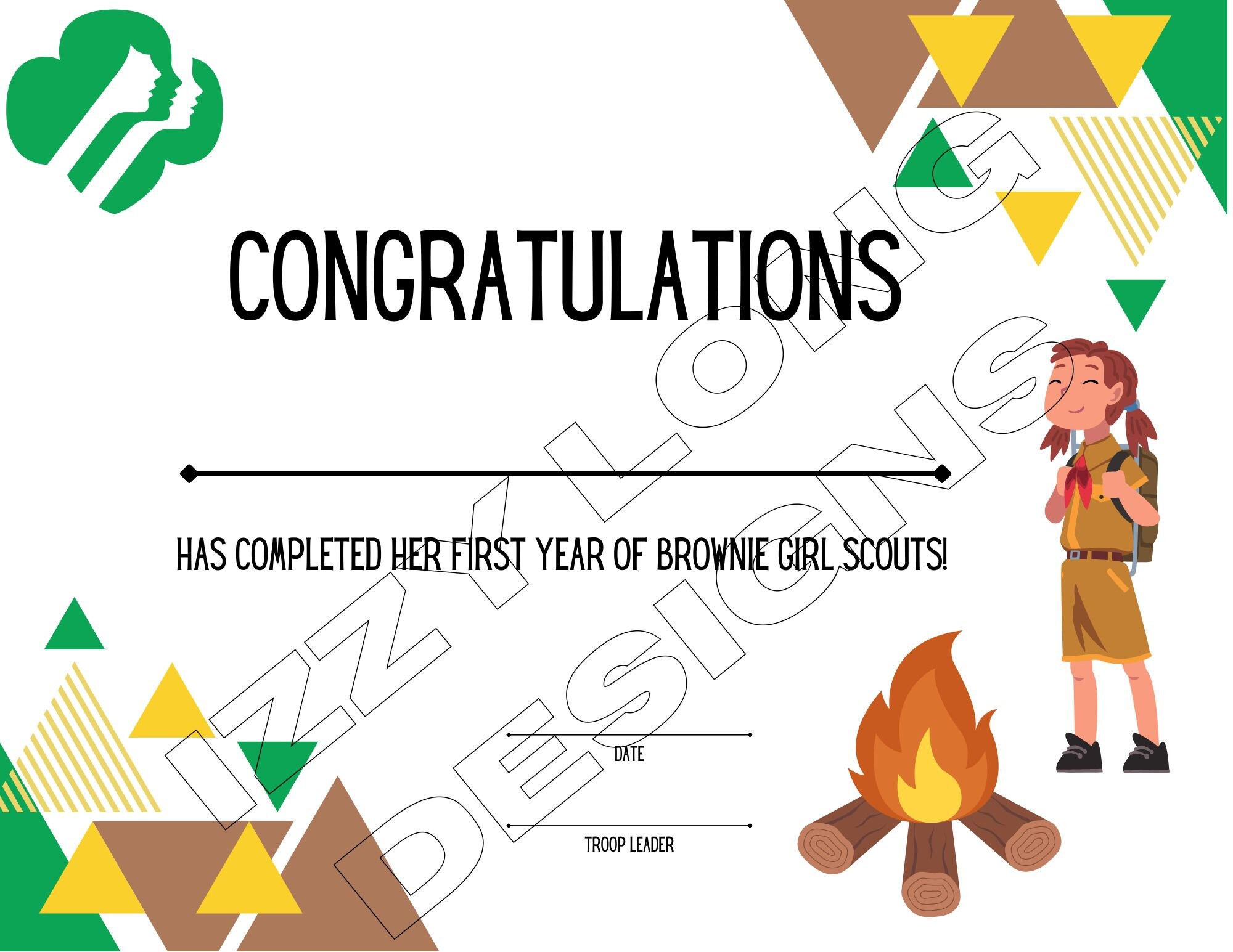 Girl Scout Brownie 1st Year Certificate - Etsy