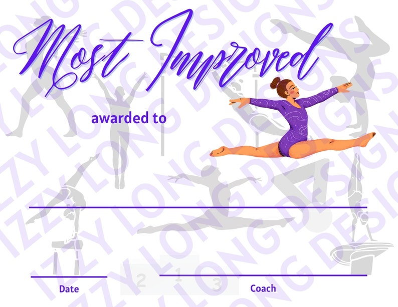 Gymnastics Award Certificate Most Improved - Etsy