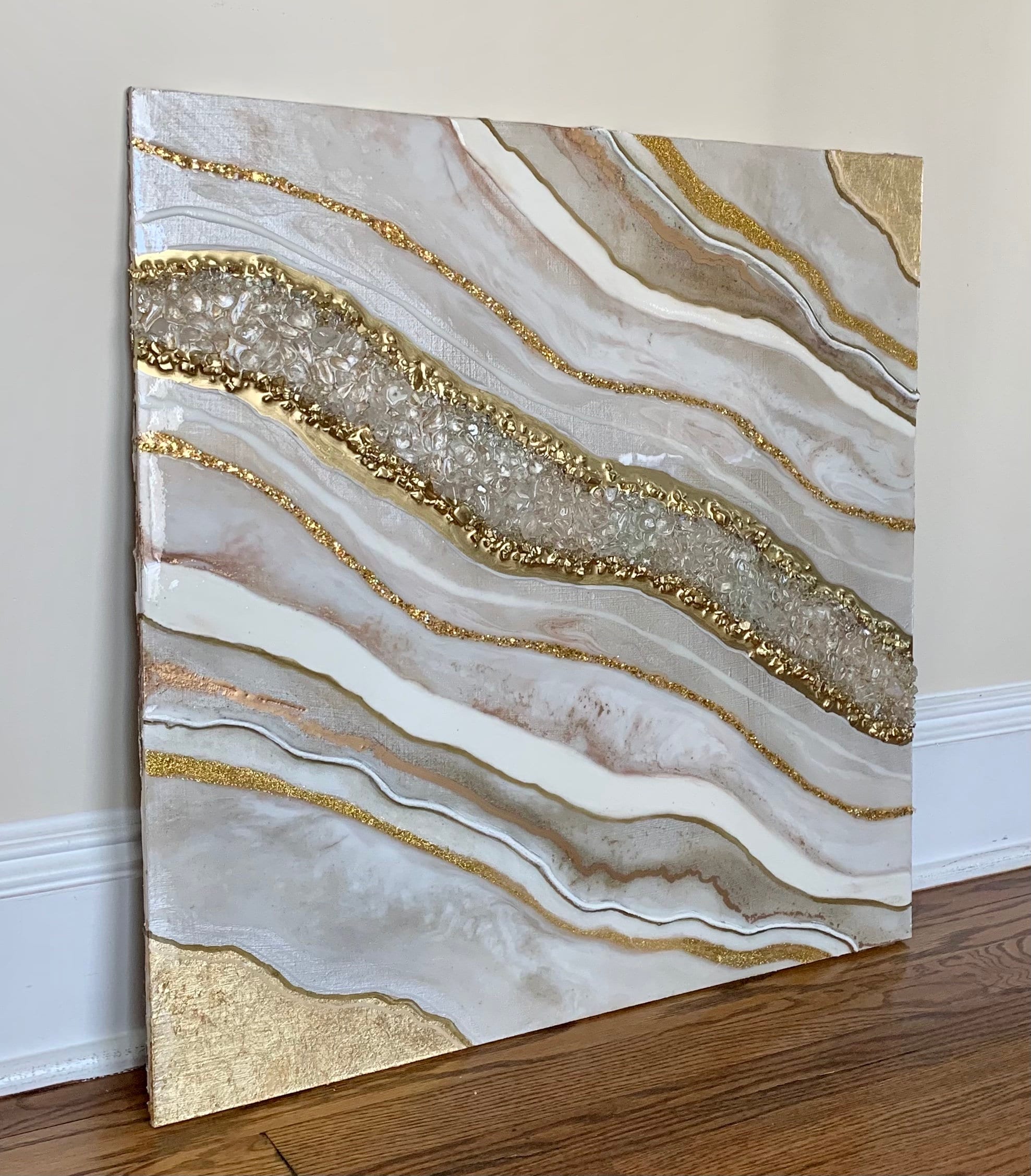 Original Abstract Painting Resin Art Agate Geode Waves | Etsy