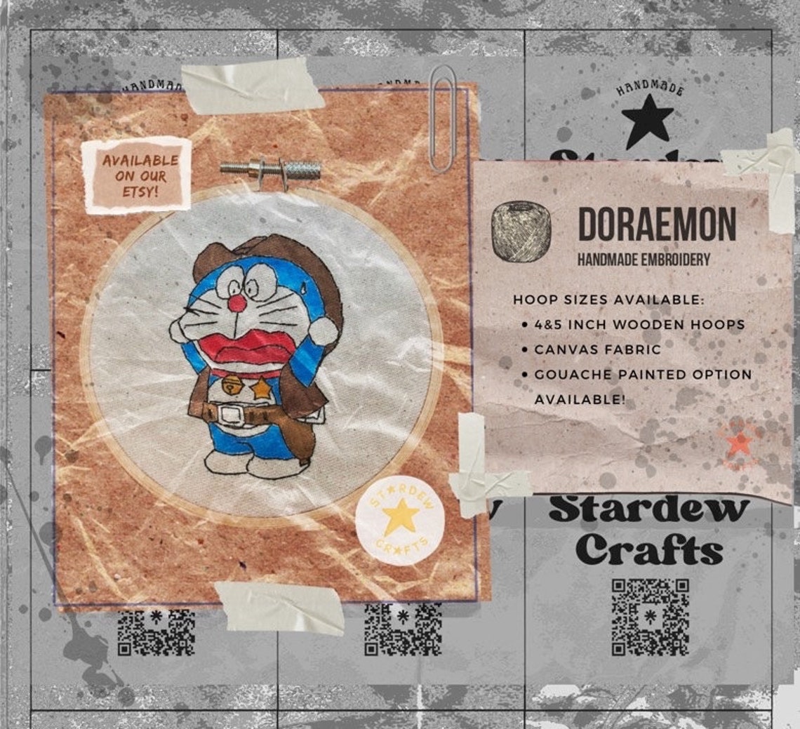 Doraemon Embroidery - Etsy