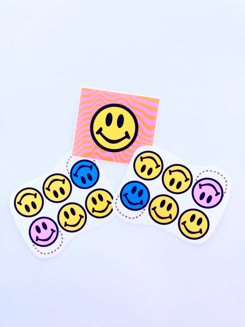Smiley Faces Gold Chain Sticker - Etsy