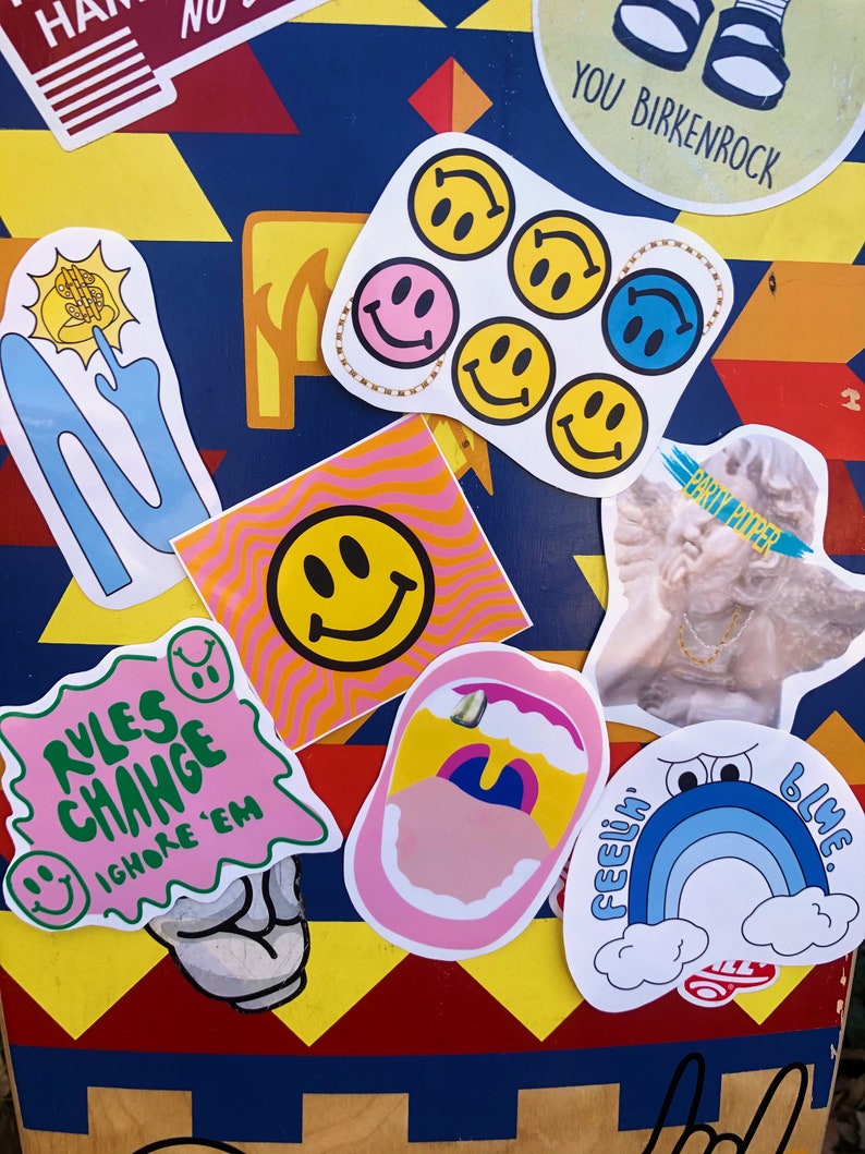 Smiley Faces Gold Chain Sticker | Etsy