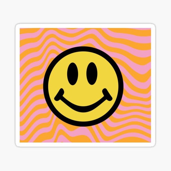 Psychedelic Smiley Face Sticker - Etsy