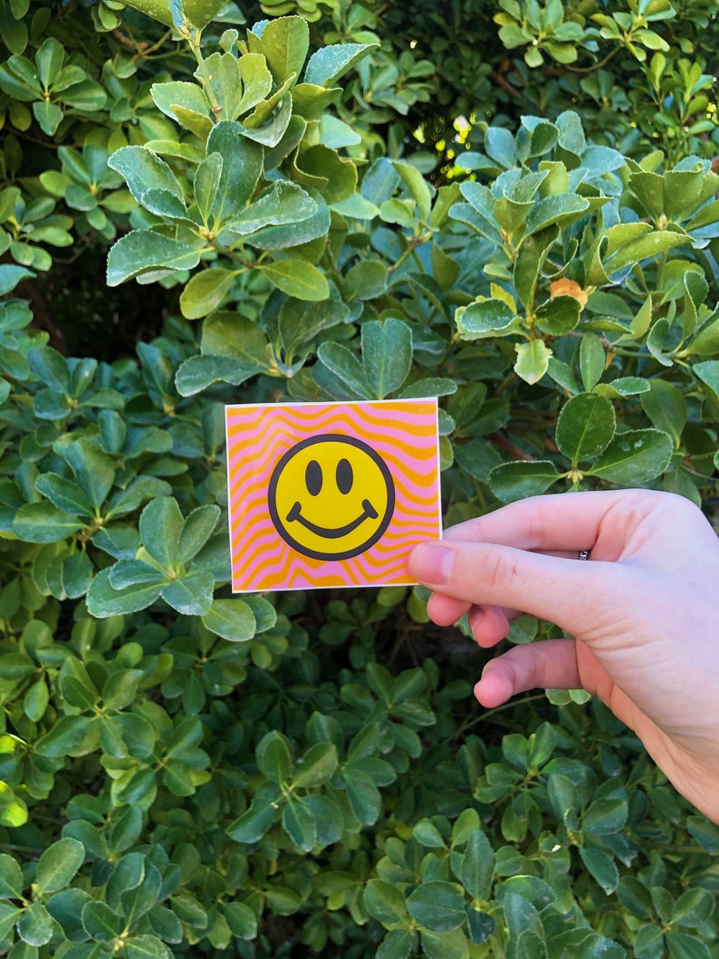 Psychedelic Smiley Face Sticker | Etsy