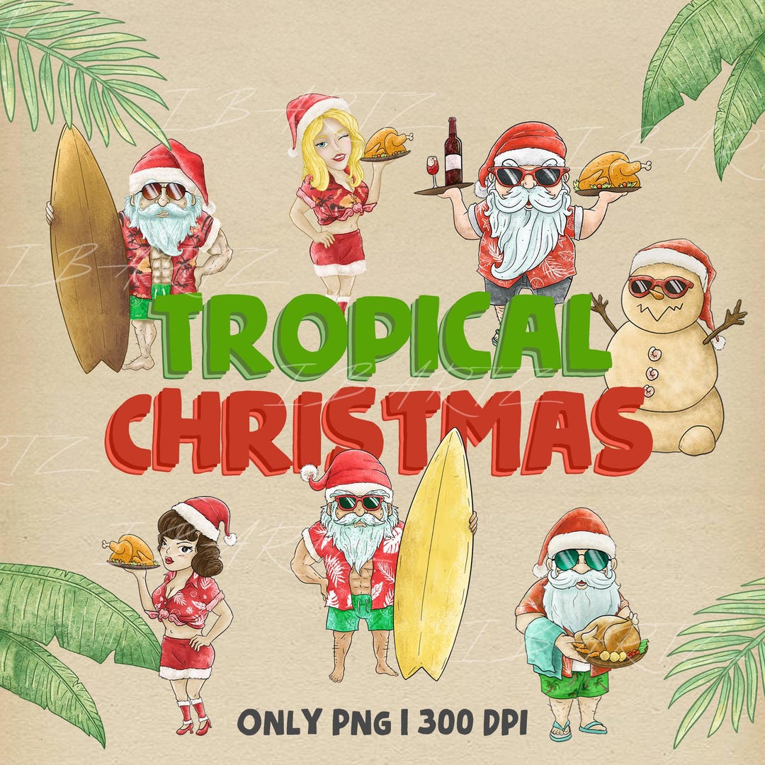 Tropical Christmas Clip Art - Etsy
