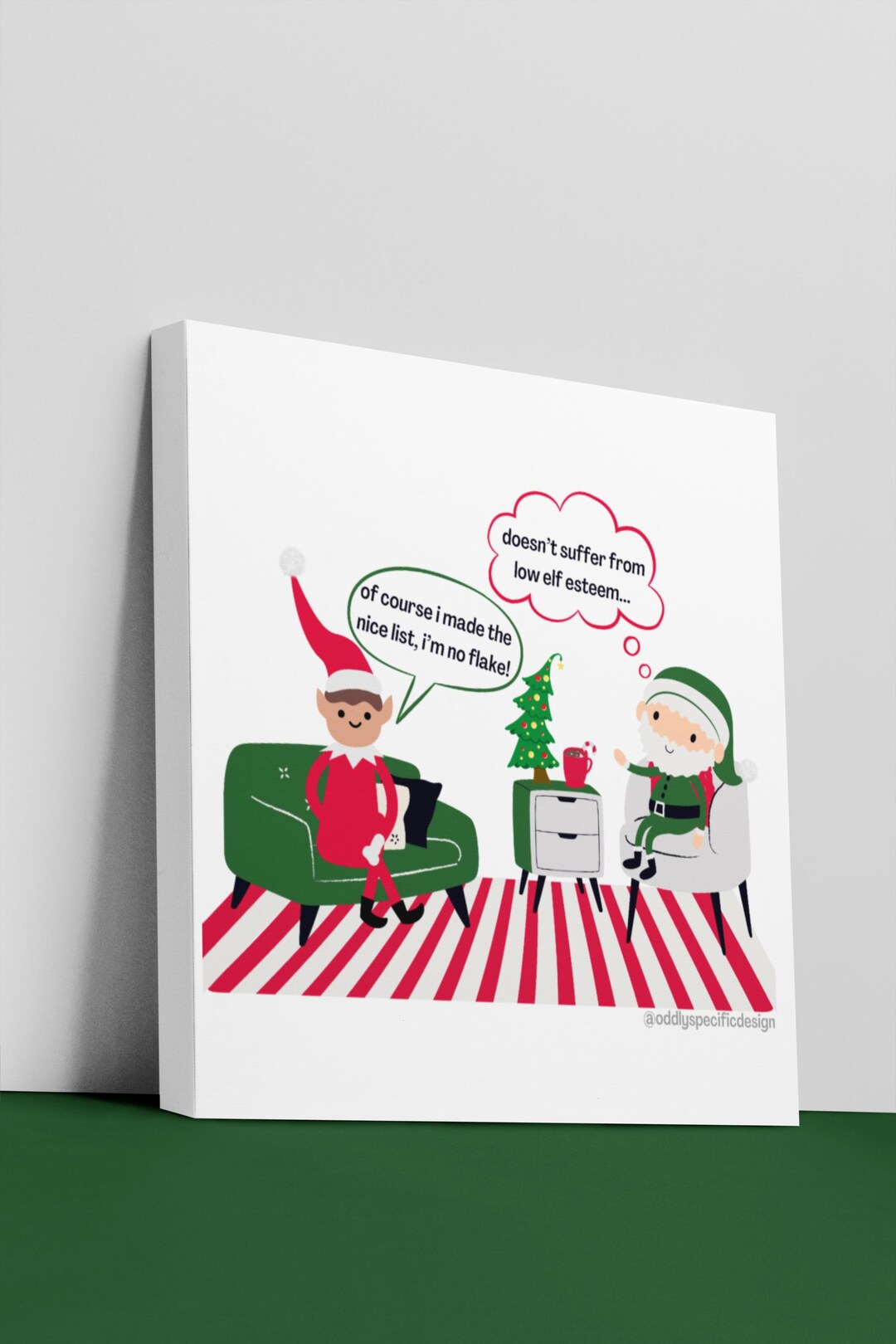 Funny Christmas Printable Wall Art, Elf Esteem Therapy Design, Digital ...