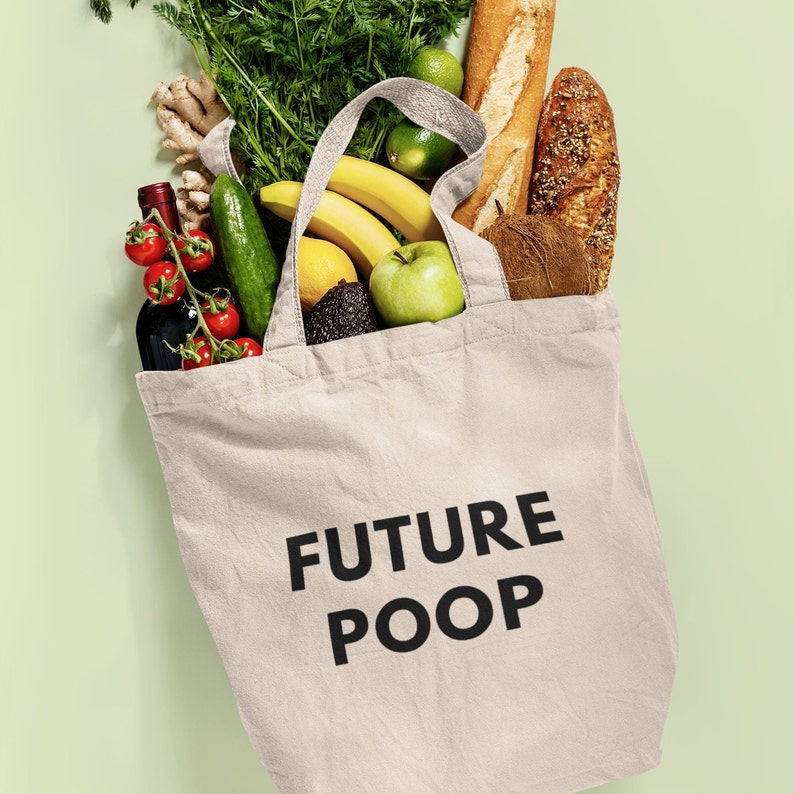 Future Poop Grocery Tote, Organic Cotton Eco Tote Bag, April Fools ...