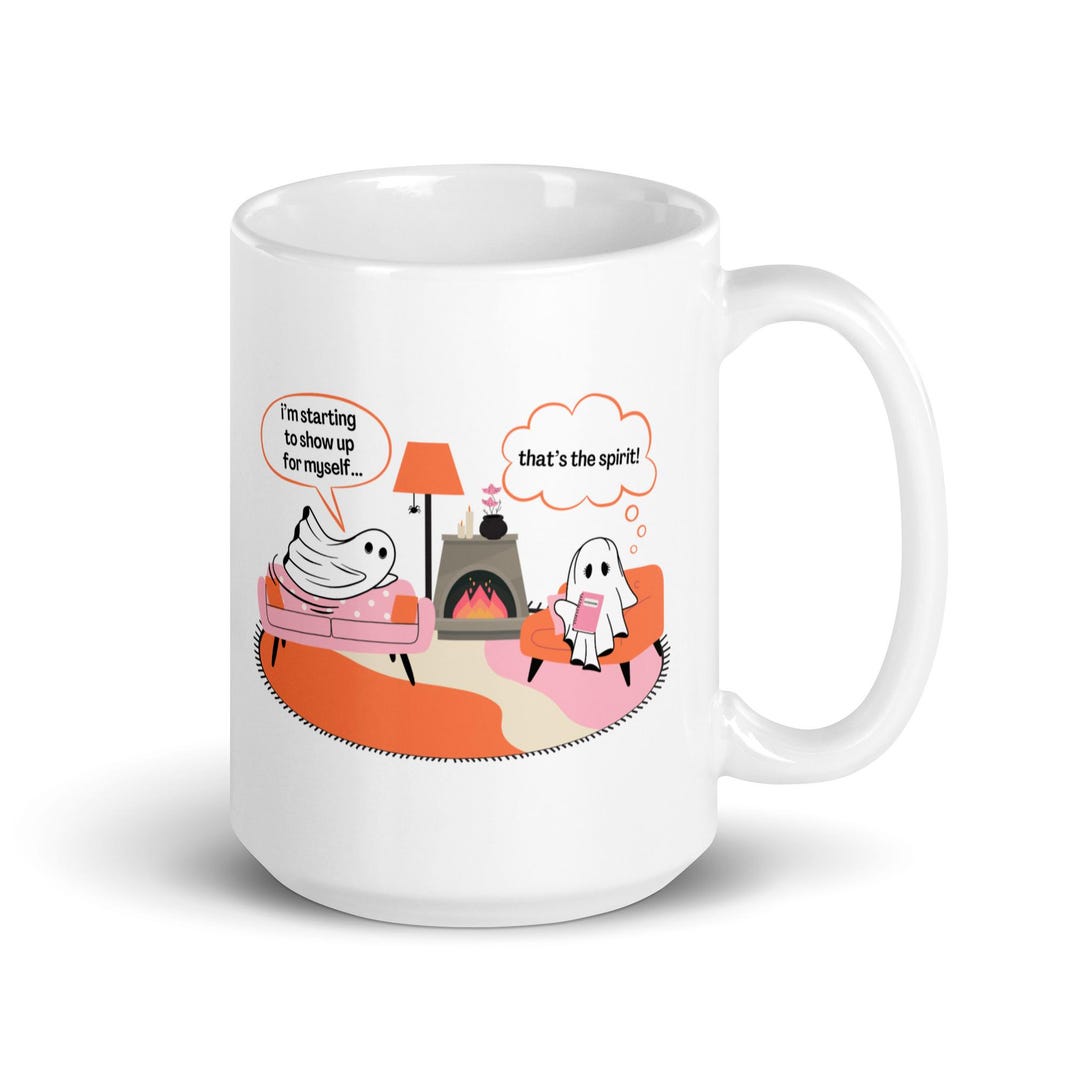 Funny Ghost Therapy Mug: That's the Spirit Halloween Coffee Cup, Spooky ...