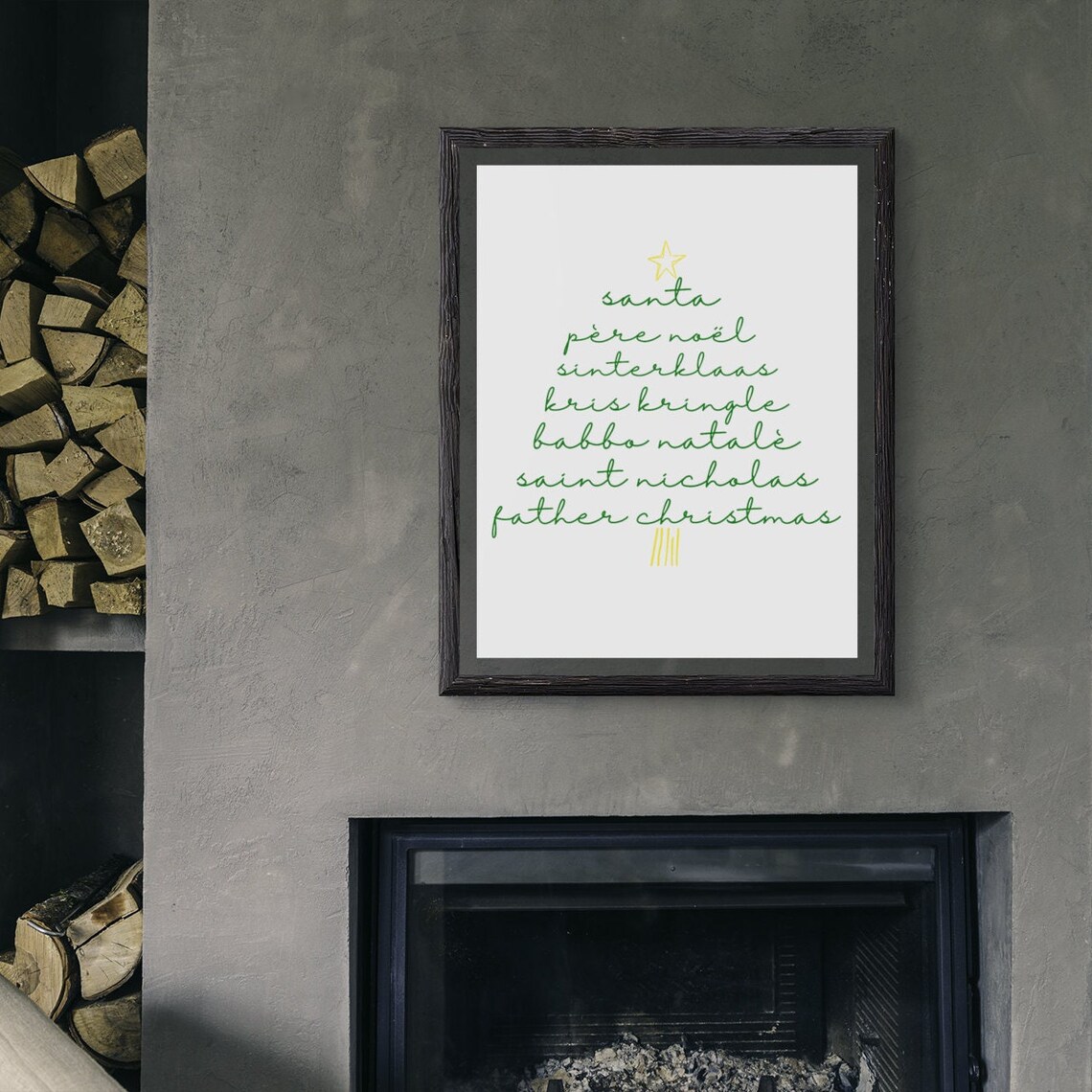 Santa Christmas Tree Printable Wall Art, Santa Printable, Christmas ...