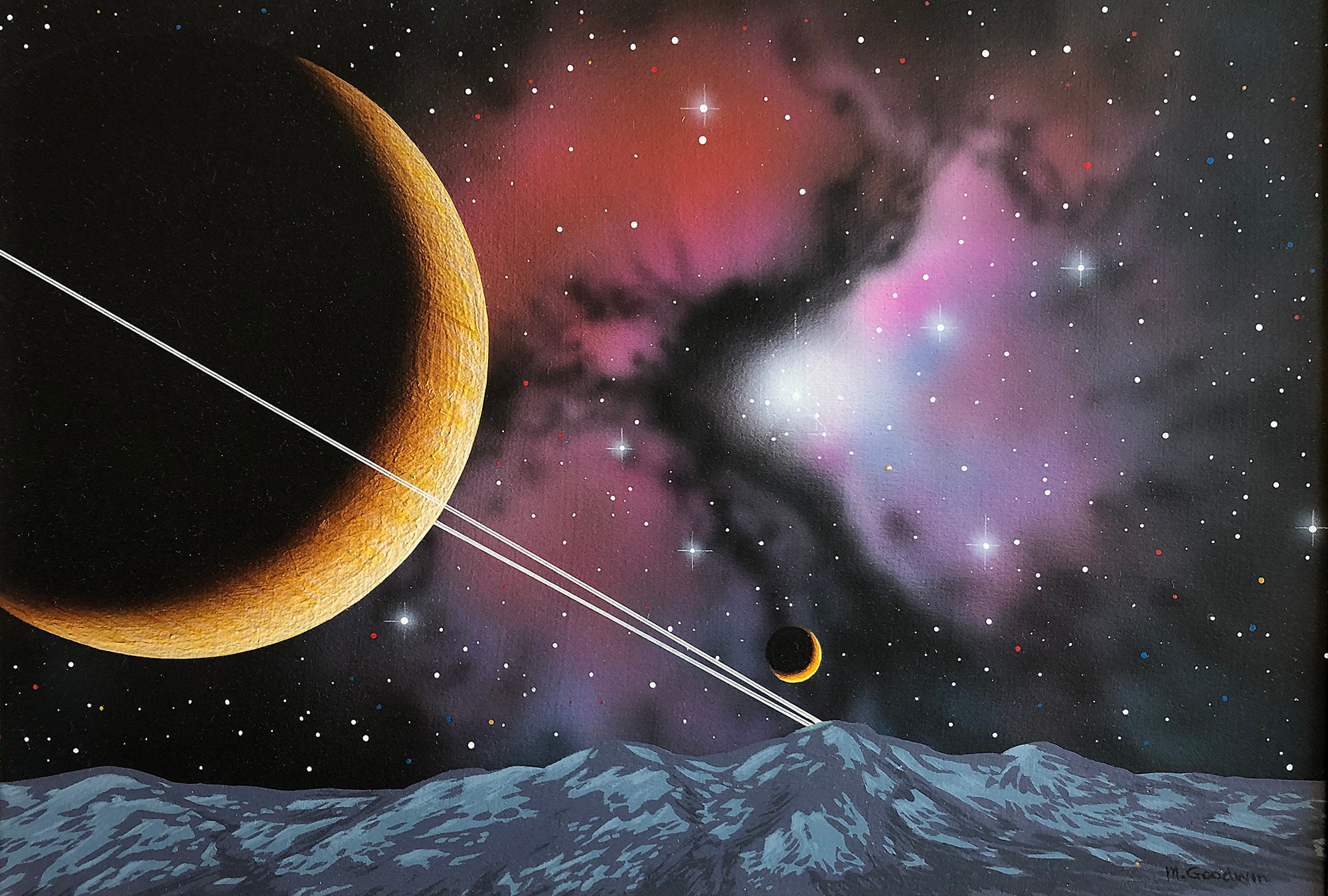 Saturn Rising, Astronomical Illustration, Saturn Like Planet, Trifid ...