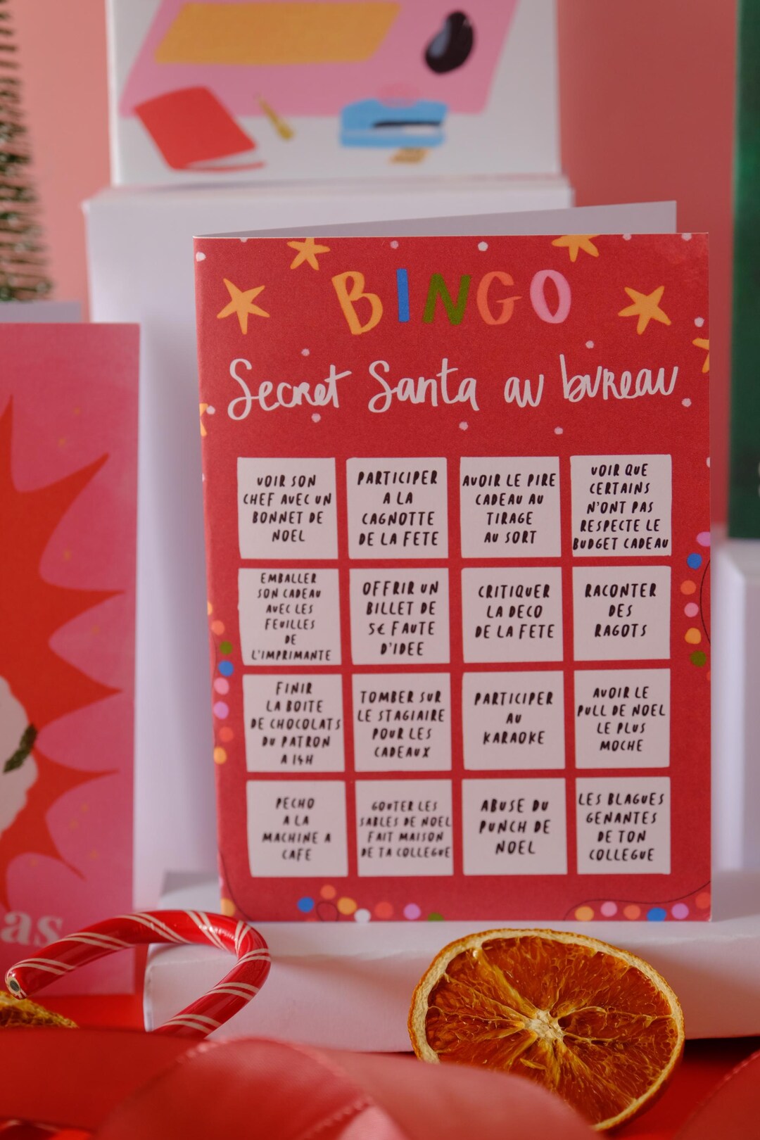Office Secret Santa Bingo Card, Christmas Greeting Card - Etsy