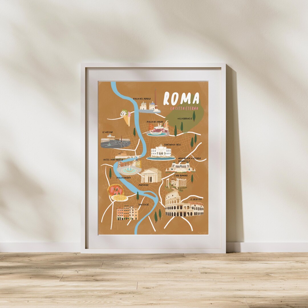 Map of Rome, Illustrated Map - Etsy