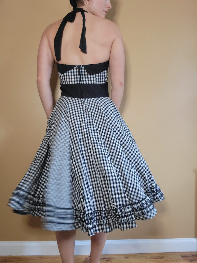 Black & White Gingham 50's Pin up Halter Dress - Etsy