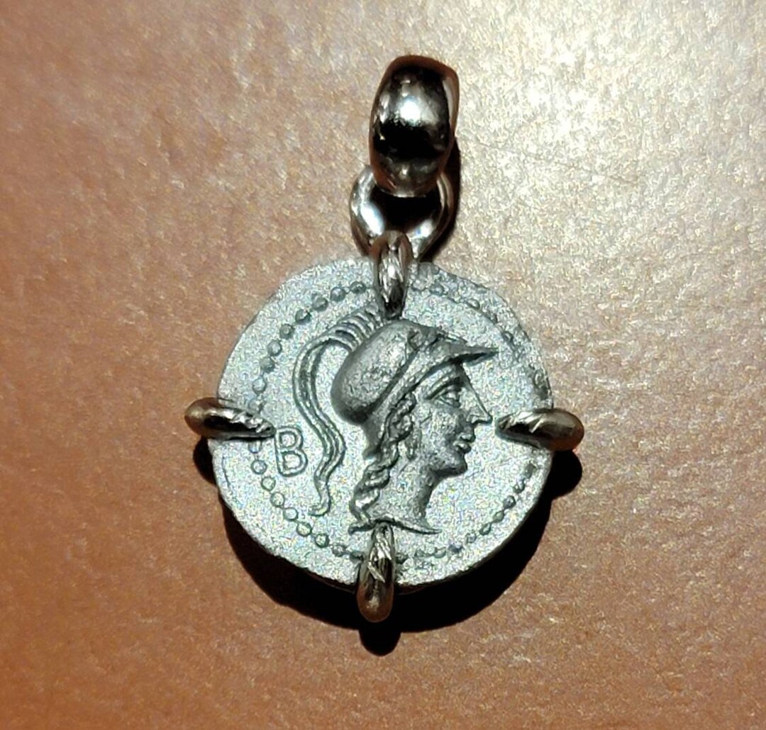 Ancient Greek Coin Pendant, Massalia Drachma Necklace, Silver Apollo ...