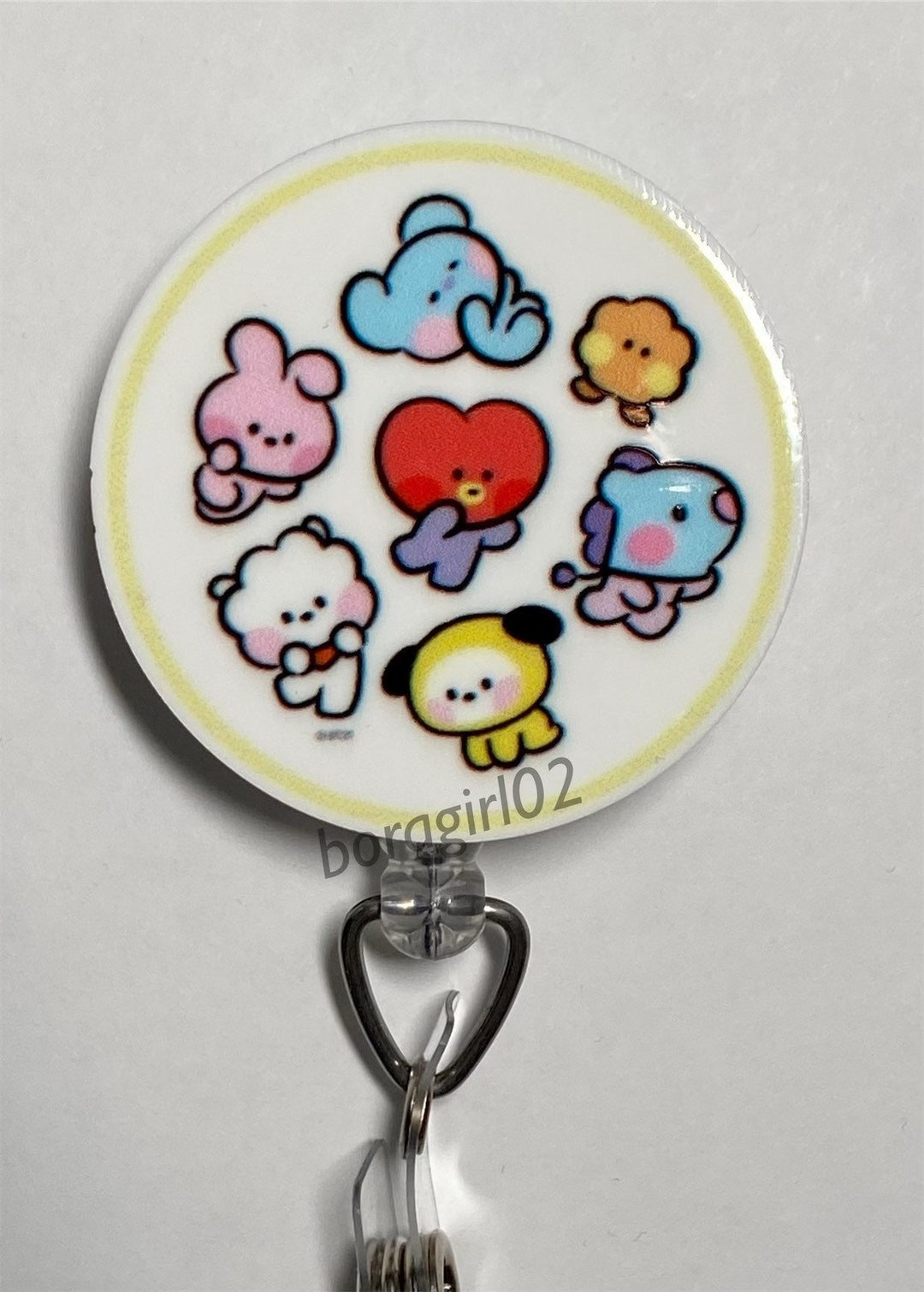 BTS Kpop Minini Friends Bias OT7 Cartoon Retractable Heart Acrylic ID ...