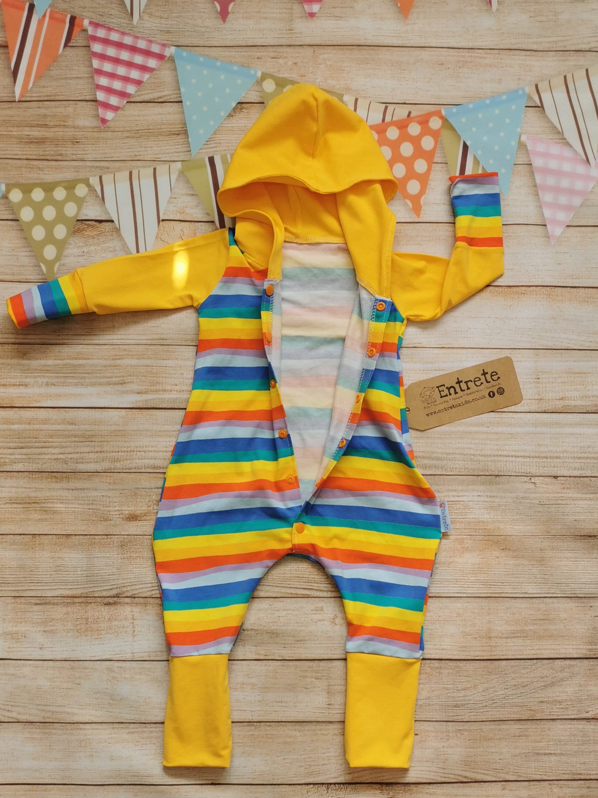 Kids Rainbow Romper Yellow Rainbow Romper Unisex Hooded - Etsy UK