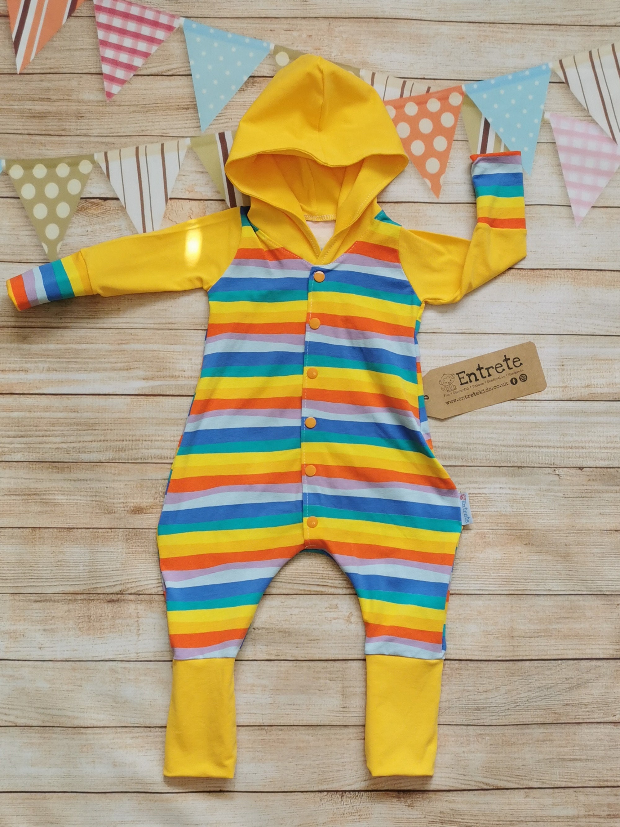 Kids Rainbow Romper Yellow Rainbow Romper Unisex Hooded - Etsy UK