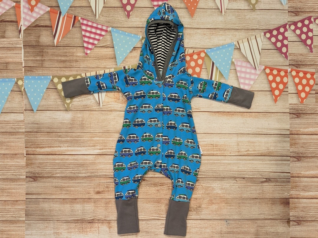 Surf Campervan Romper | Blue Surf Camper Romper | Hooded Kids Romper ...