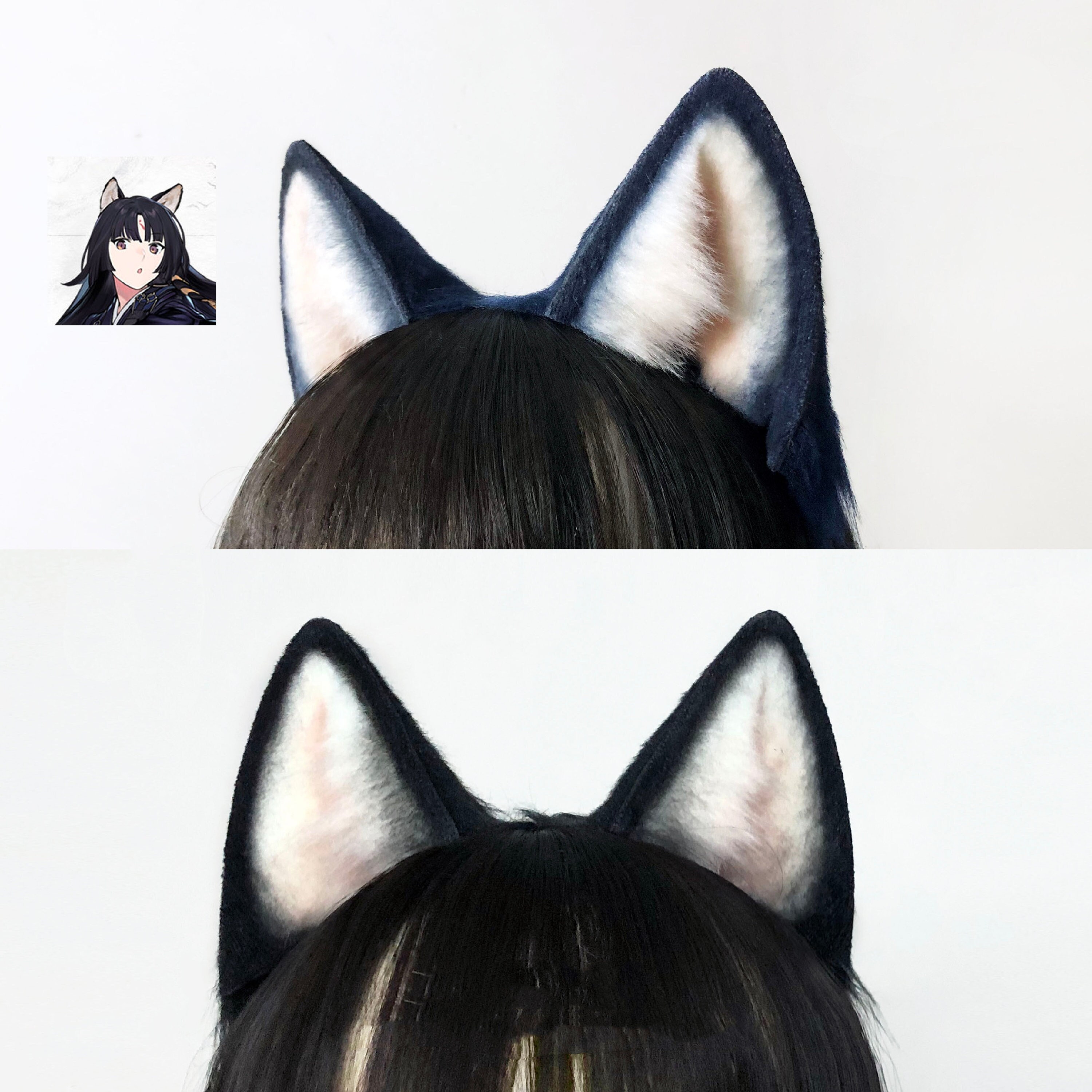 Buy Blue/black Realistic Wolf Ears Hair Clipsanimal Earsanime Online in ...