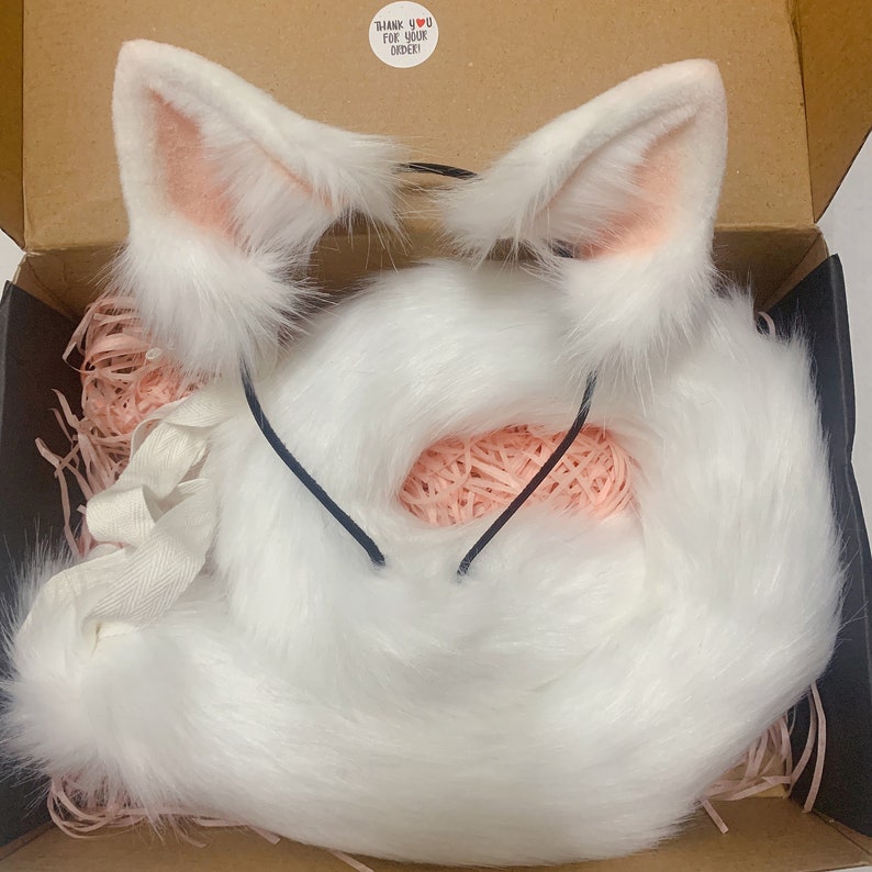 White Cat Earsrealistic White Kitten Earslolita Cospalyfaux - Etsy