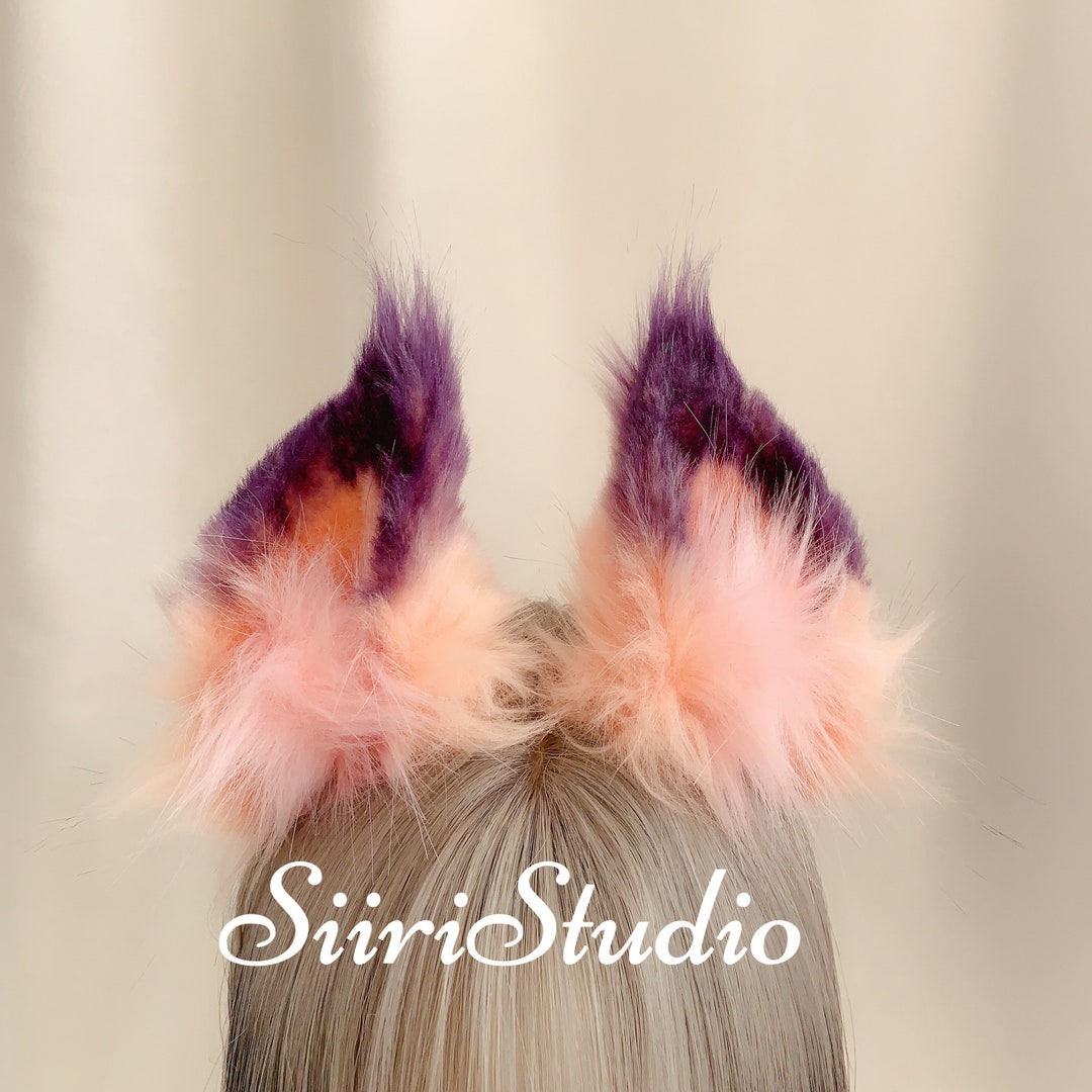Pink-purple Fox Ears and Tailfox Ears and Tail Cosplaycute - Etsy