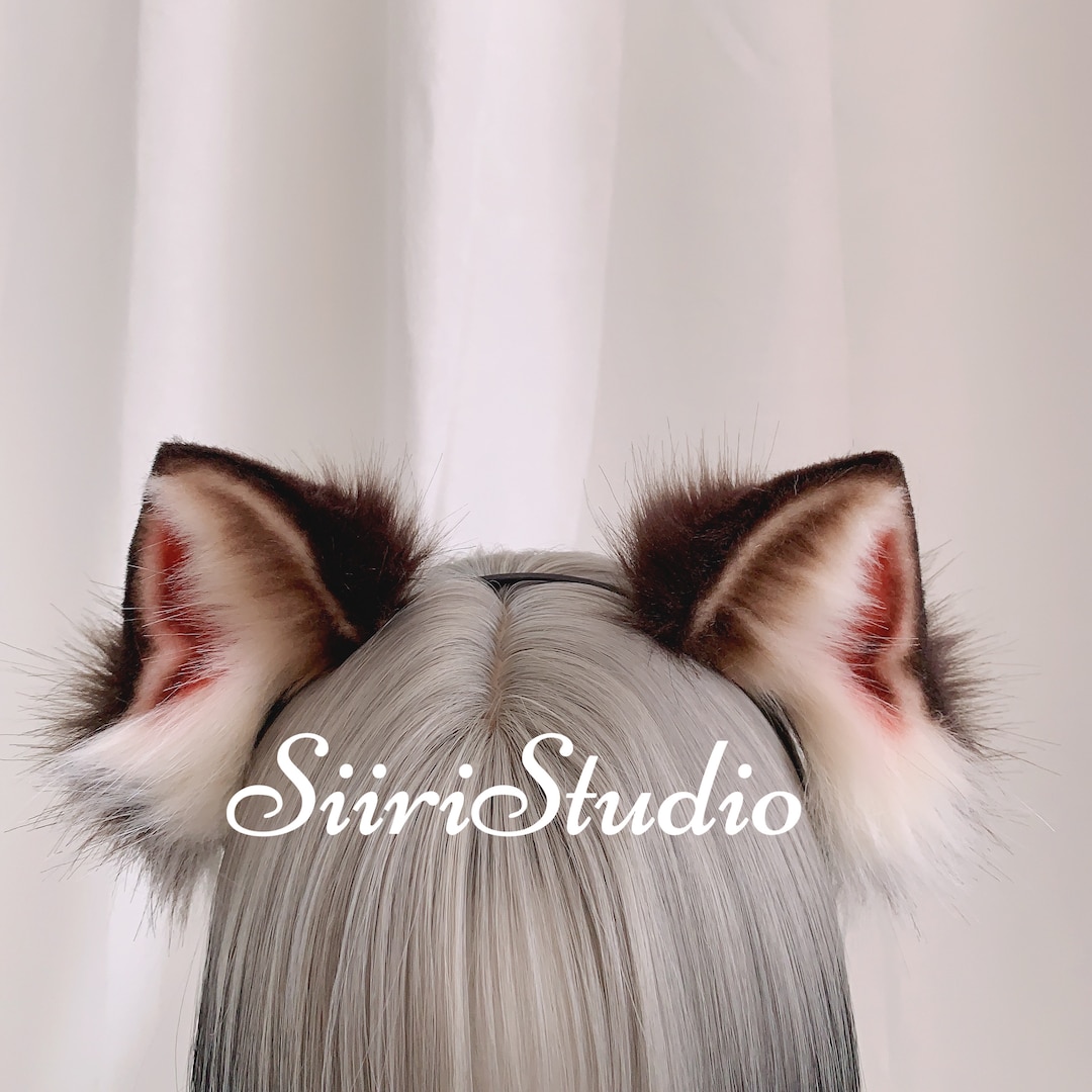 Realistic Handmade Cat Ears and Tail Setcat Ears Headband Dark ...