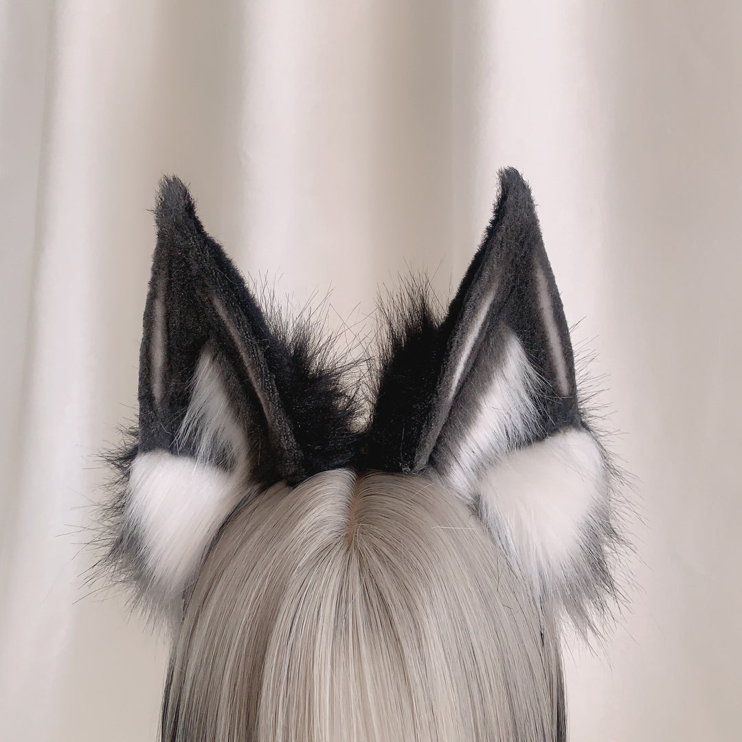Wolf Ears Black Headband With White Furswolf Plush Headband Toyanimal ...