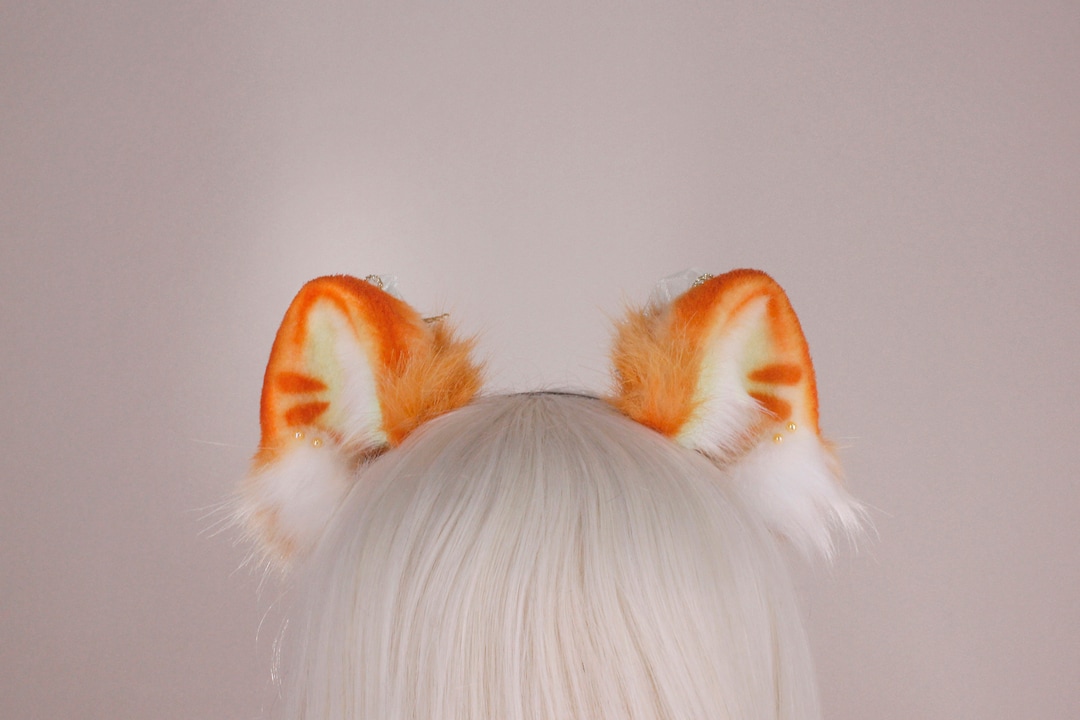 2.6 Cute Orange Plush Animal Ear Headband,orange Color Cat Ears ...