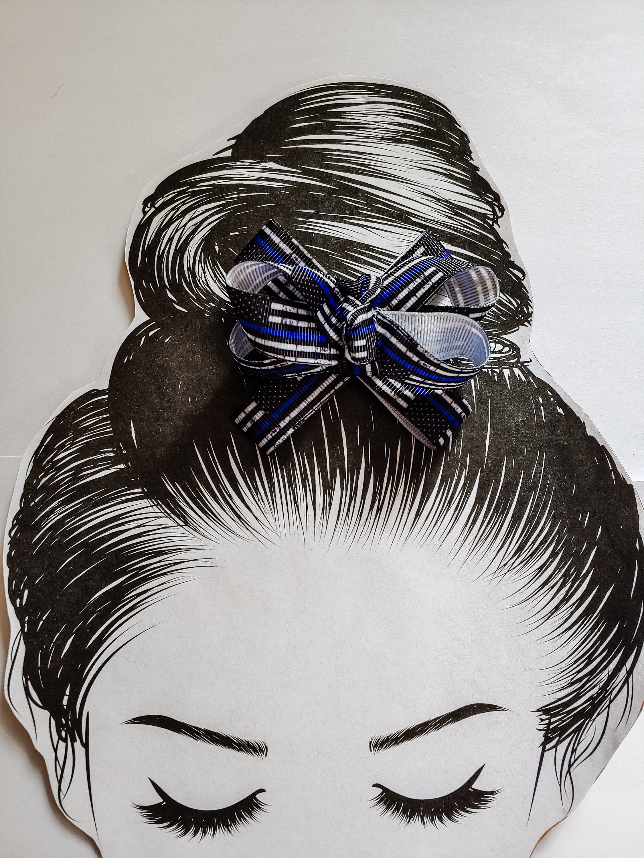 Blue Line Police Ribbon Hair Bow Barrette Accessory Law Enforcement ...