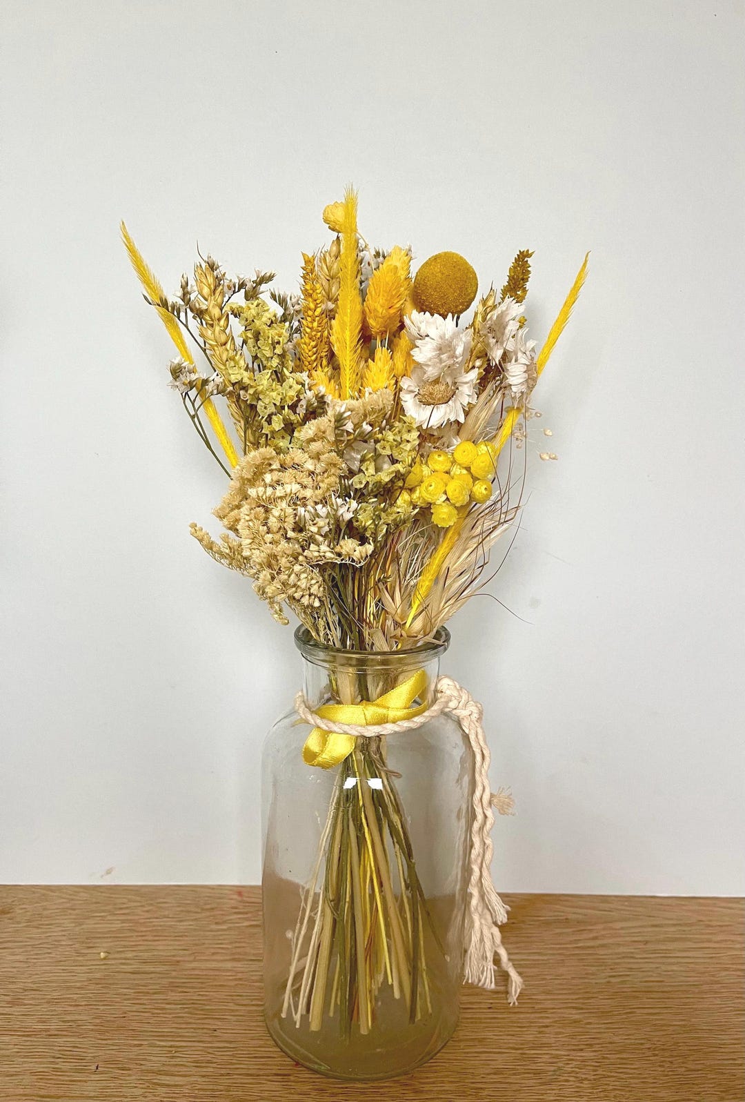 Yellow Dried Flower Bouquet: Handmade Mini Bunch - Etsy UK