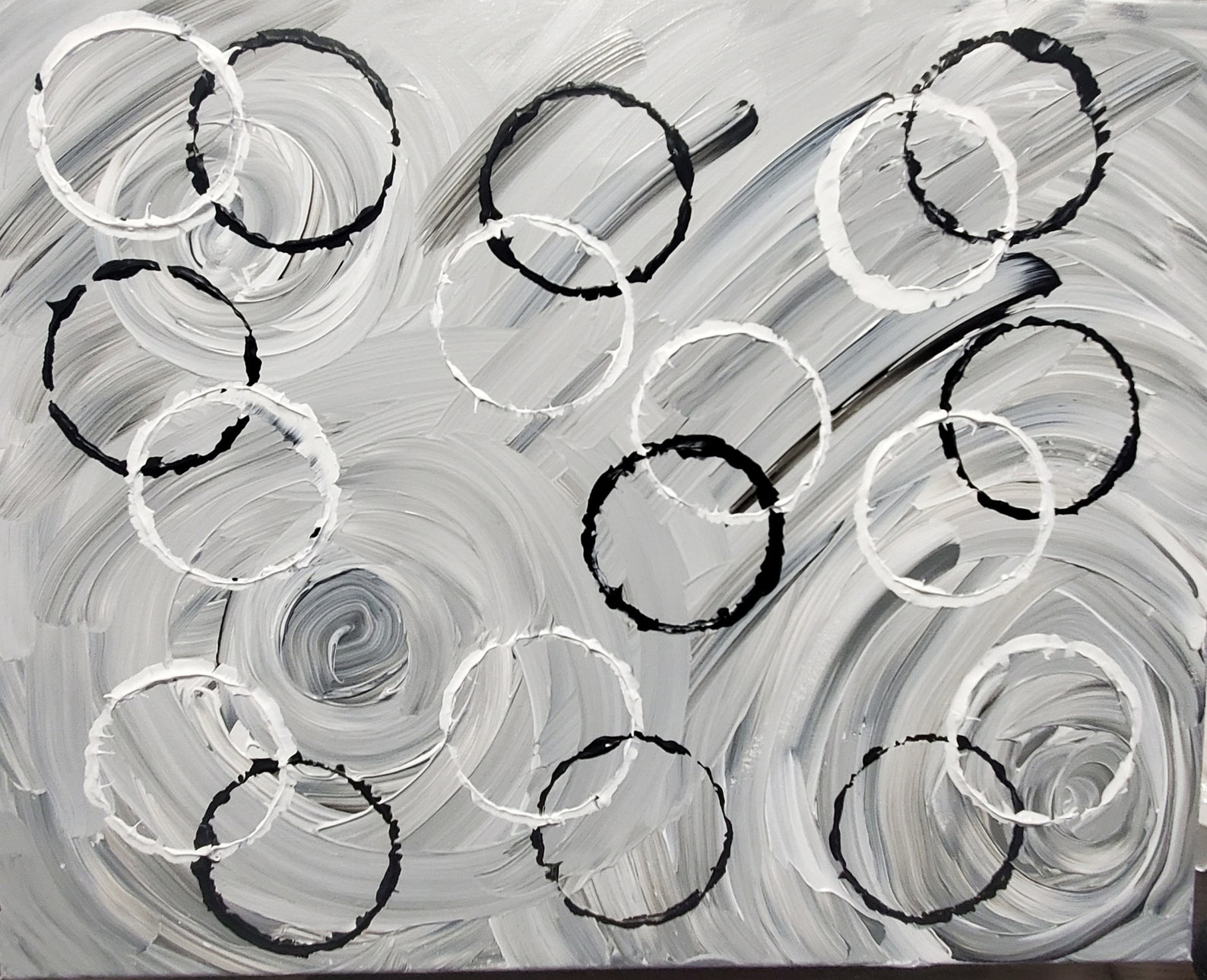 Arte abstracto blanco y negro 16x20 - Etsy España