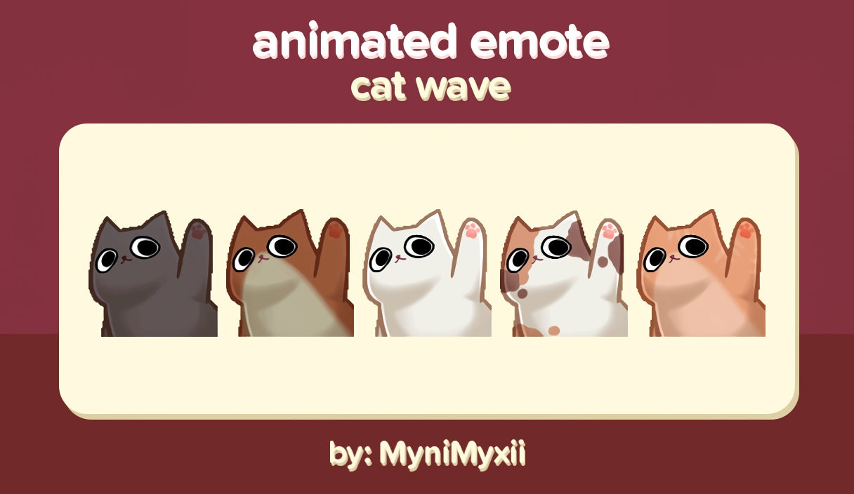 Animated Wave Kitty Cat Emote for Twitch or Discord Twitch Emotes ...