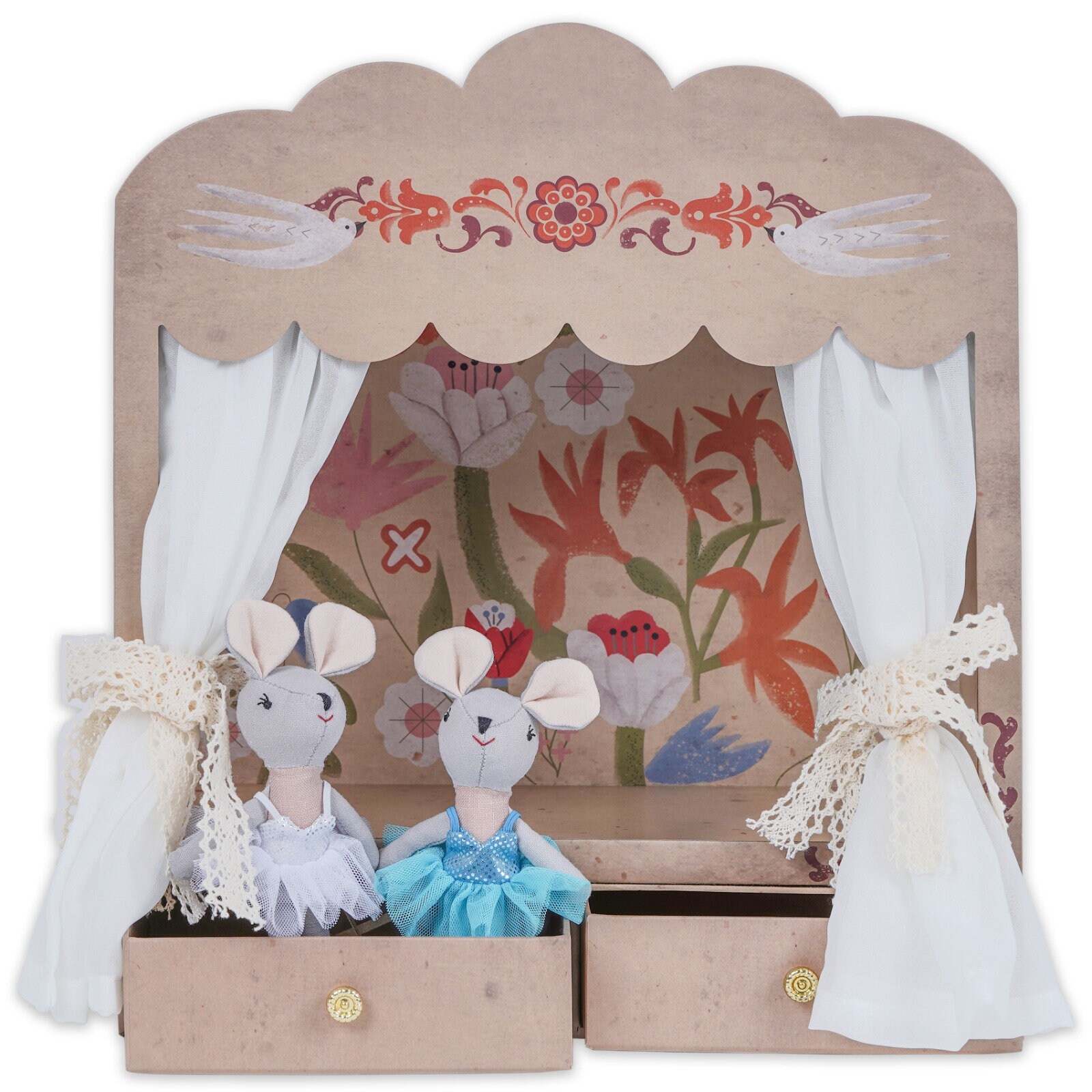 Ballerina Mouse and Friends in Theater Playhouse Linen Dolls - Etsy