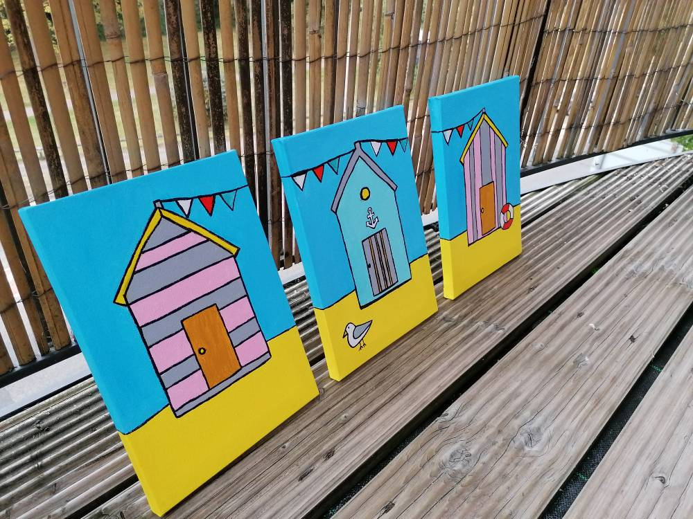 Summer Beach Huts Original Acrylic Painting - Etsy
