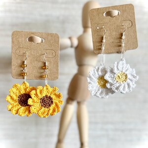 Sunflower Daisy Crochet Earrings Pattern PDF Download - Etsy