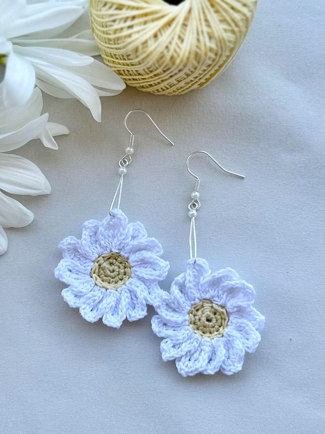 Sunflower Daisy Crochet Earrings Pattern PDF Download - Etsy