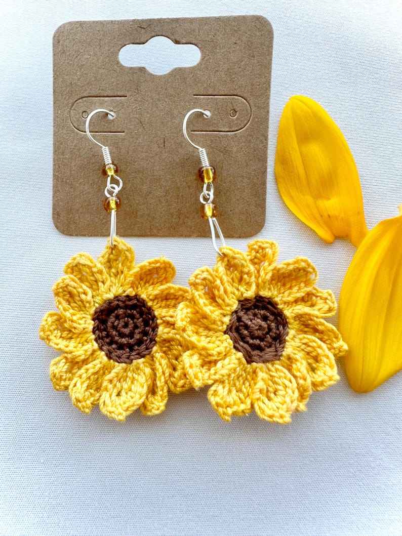 Sunflower Daisy Crochet Earrings Pattern PDF Download - Etsy