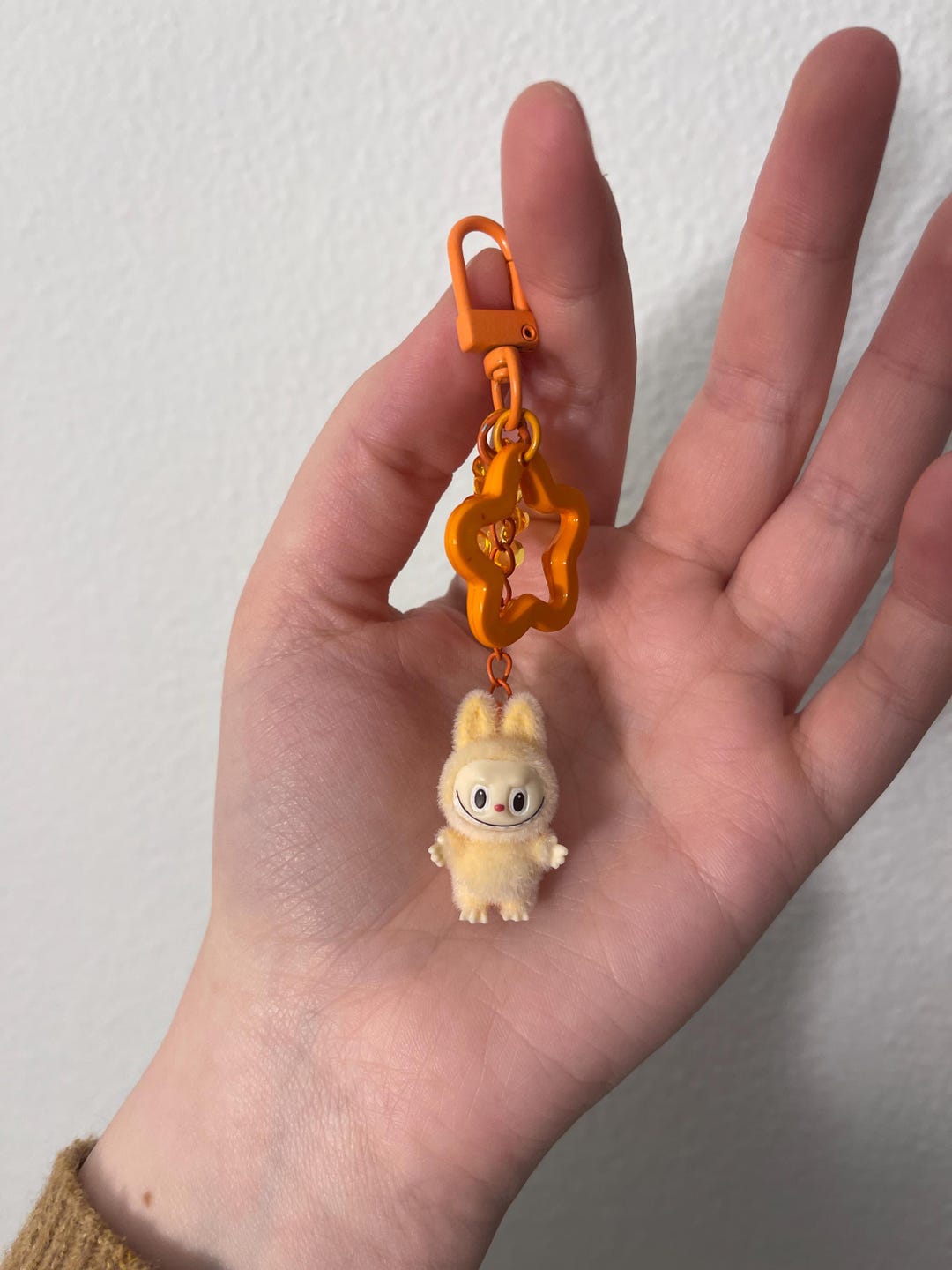 Orange Labubu Monster Inspired Keychain - Popmart Inspired Labubu Keychain - Etsy