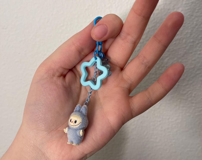 Blue Labubu Monster Inspired Keychain - Popmart Inspired Labubu ...