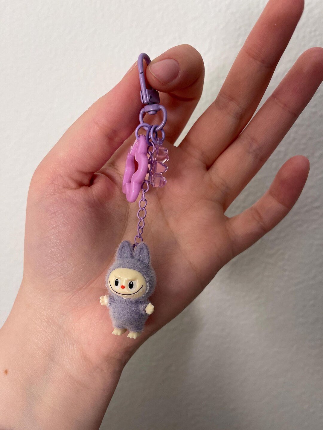 Purple Labubu Monster Inspired Keychain Popmart Inspired Labubu ...