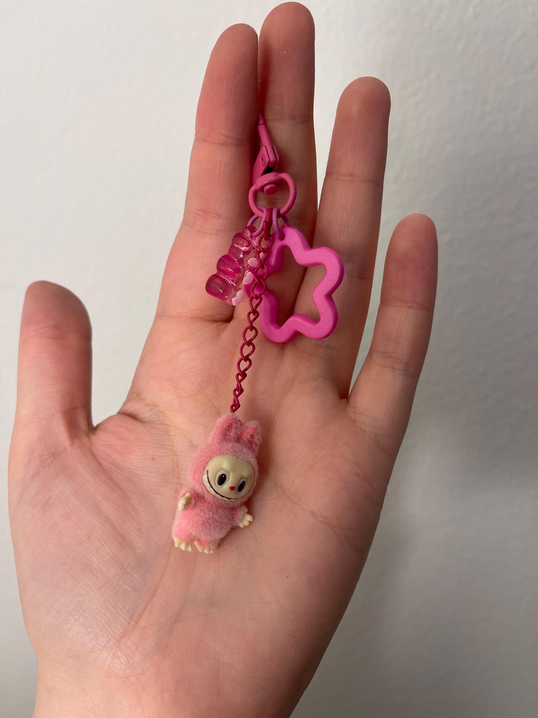 Pink Labubu Monster Inspired Keychain - Popmart Inspired Labubu ...