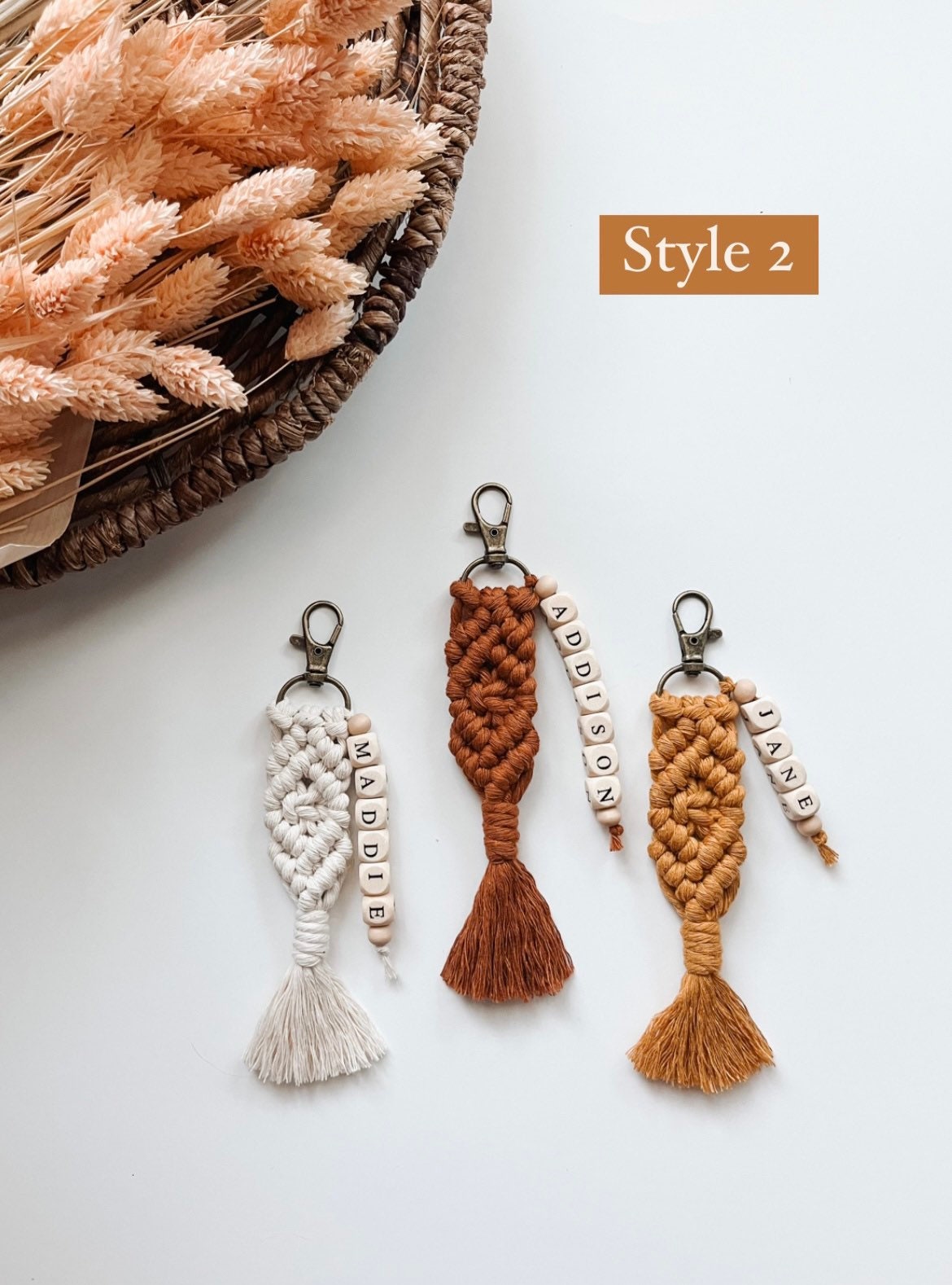 Macrame Keychain Personalized Keychain Christmas Gift - Etsy