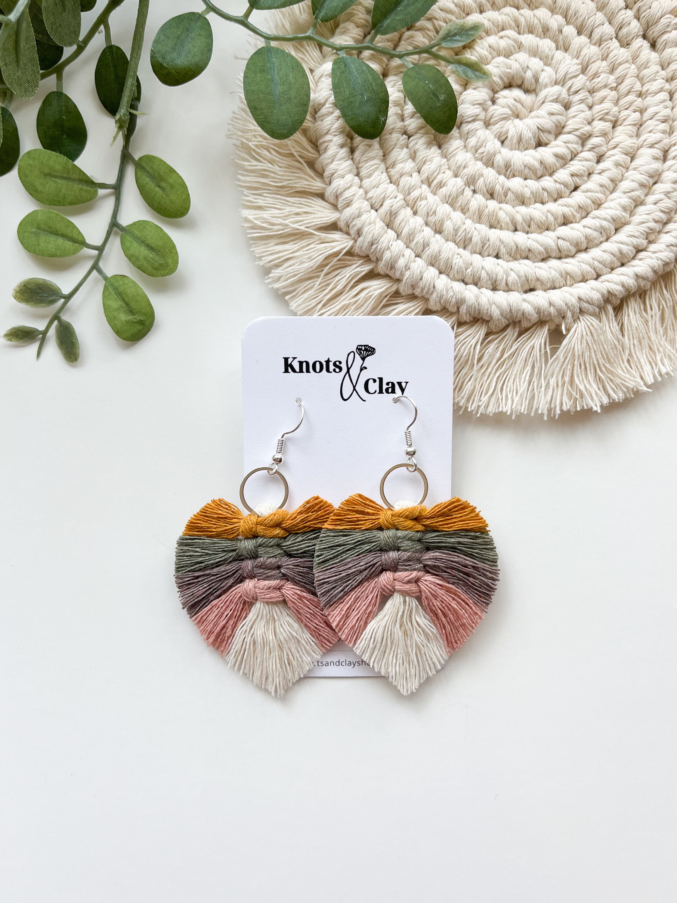 Multicolor Macrame Feather Earrings | Boho Fringe Earrings - Etsy